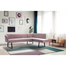 Eckbank exxpo - SOFA FASHION "Americano", pink (powder pink), B:270cm H:83cm T:197cm, Sitzb&auml;nke, Eckbank, mit Keder und Metallf&uuml;&szlig;en, Bezug in verschiedenen Qualit&auml;ten
