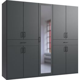 Dreht&uuml;renschrank wimex "Tibet", grau (graphit), B:225cm H:208cm T:58cm, Holzwerkstoff, Schr&auml;nke, Dreht&uuml;renschrank, mit Schubk&auml;sten auf bequemer Zugriffsh&ouml;he