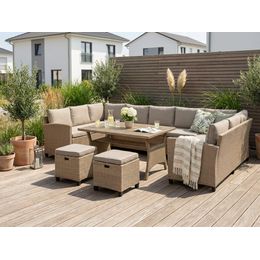 Gartenlounge-Set Konifera "Rotterdam", grau (grau, beige), Polyrattan, Sitzm&ouml;bel-Sets, Gartenlounge-Set, Polyrattan, Stahl, Tischplatte aus Nonwood, Topseller