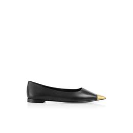 Ballerina Marc Cain "Collections", Damen, Gr. 40, schwarz goldfarben, Leder, metallic, Schuhe Ballerina, Blockabsatz, Pumps, Slipper, Abendschuh in eleganter, spitzer Form