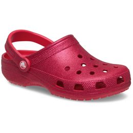 Hausschuh Crocs "Classic Glitter Clog, Badesandale", Damen, Gr. 43, himbeere, digital raspberry, Croslite&trade;, Glitzer, Schuhe Hausschuh, Sommerschuh, Schlappen, Schlupfschuh mit Glitzer verziert