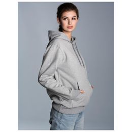 Kapuzensweatshirt TRIGEMA "TRIGEMA Hoodie aus Sweatqualit&auml;t", Damen, Gr. XL, grau (grau, melange), 70% Baumwolle, 30% Polyester, lang, Rundhals, Sweatshirts Kapuzensweatshirt
