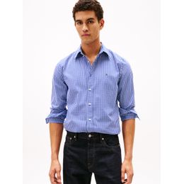 Langarmhemd Tommy Hilfiger "FLEX POPLIN BIG GINGHAM", Herren, Gr. S, N-Gr, wedge blau, check, Web, Obermaterial: 100% Baumwolle, regular fit, Manschette, Hemden Langarmhemd, regular fit, Button-down-Kragen