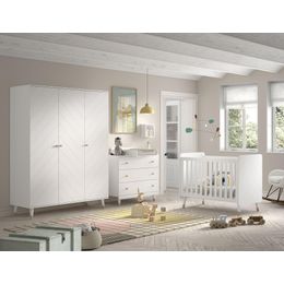 Babym&ouml;bel-Set Vipack, wei&szlig; (satin wei&szlig;), ohne Matratze, B/H: 60cm x 120cm, MDF, Schlafzimmerm&ouml;bel-Sets, Babym&ouml;bel-Set, 4- tlg. bietet alles f&uuml;r Ihr Kinderzimmer, Ausf. satin wei&szlig; lackiert
