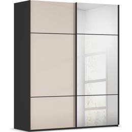 Schwebet&uuml;renschrank Rauch "Kleiderschrank Schrank Garderobe Schlafzimmerschrank SCALE-TRIO", beige (schwarz, glas champagner, griffleisten schwarz), B:181cm H:223cm T:67cm, Holzwerkstoff, Schr&auml;nke, Schwebet&uuml;renschrank, edle dreigeteilte Front mit 2 Zierleisten Spiegel/Glas MADE IN GERMANY