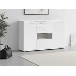 Kommode OTTO HOME "Piano", wei&szlig; (wei&szlig; hochglanz), B:150cm H:97,4cm T:45,2cm, Holzwerkstoff, Sideboards, Kommode, UV lackiert, Soft-Close Funktion