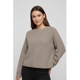 Strickpullover Only "ONLIBI LS RIB LOOSE PULLOVER CC KNT", Damen, Gr. XS, mocha meringue detail:melange, Strick, Obermaterial: 50% Viskose, 27% Nylon, 23% Polyester, meliert, relaxed fit normal, Rundhals, Rippb&uuml;ndchen, Pullover Strickpullover