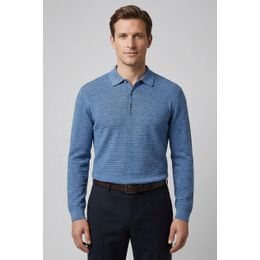 Polokragenpullover OLYMP, Herren, Gr. XXL, rauchblau, Strick, Obermaterial: 100% Baumwolle, regular fit normal, Rippb&uuml;ndchen, Pullover Polokragenpullover, strukturiert, normale Passform