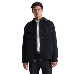 Marc O'Polo Hemdjacke MARC O'POLO "Cord-Overshirt mit leichter Wattierung", Herren, Gr. S, schwarz navy, Cord, Obermaterial: 100% Baumwolle, oversize normal, Manschette, Jacken Hemdjacke, Kentkragen, tonale Druckkn&ouml;pfe