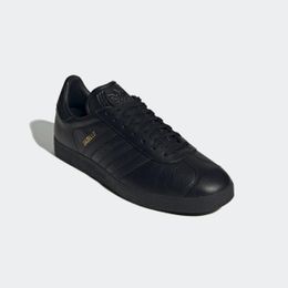 Sneaker adidas originals "Gazelle", Herren, Gr. 46, schwarz (core schwarz, core schwarz, gold metallic), Leder, Synthetik, Schuhe Sneaker