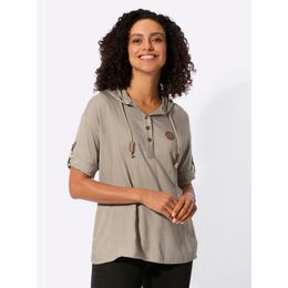 Longbluse Casual Looks, Damen, Gr. 44, schlamm, 100% Viskose, unifarben, Rundhals, Blusen Longbluse