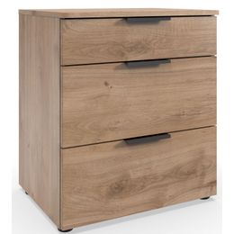 Nachtkommode wimex "Level by fresh to go", braun (plankeneiche nachbildung), B:54cm H:61cm T:41cm, Holzwerkstoff, Sideboards, Nachtkommode, 3 Schubladen mit soft-close Funktion, 54cm breit, 61cm hoch