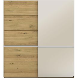 Schwebet&uuml;renschrank Musterring "Savona, Kleiderschrank, Schrank, Garderobe, mit Schiebet&uuml;ren", braun, B:200cm H:217cm, Schr&auml;nke, Schwebet&uuml;renschrank, T&uuml;ren Bianco-Eiche massiv, Spiegel-/Glast&uuml;ren, eingelegte Chromleiste