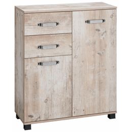 Badkommode Schildmeyer "Milan", braun (eichefarben used), B:80,5cm H:95cm T:32cm, FSC-zertifizierter Holzwerkstoff, Sideboards, Badkommode, Breite 80,5 cm, mit 2 T&uuml;ren, 2 Schubladen & Metallgriffen