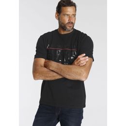 MAN'S WORLD T-Shirt MAN'S WORLD, Herren, Gr. M (48/50), schwarz, Single Jersey, Obermaterial: 100% Baumwolle, bedruckt, normal, Rundhals, Shirts T-Shirt, Kurzarm, mit Print, Rundhals, aus Baumwolle, auch in gro&szlig;en Gr&ouml;&szlig;en, Topseller