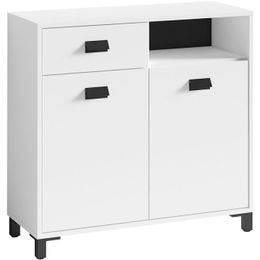 Badkommode ByLiving "Wellness", wei&szlig;, B:80,5cm H:77,5cm T:31cm, FSC-zertifizierter Holzwerkstoff, Sideboards, Badkommode, 80cm Badezimmer Kommode mit Metallgriffen und viel Stauraum