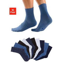 H.I.S. Basicsocken H.I.S, Damen, Gr. 39-42, blau (2x schwarz, 2x blau, 2x blau, meliert, 2x jeans, meliert, 2x wei&szlig;), Baumwollmischung, unifarben, elastisch, Socken Basicsocken, mit eingestrickten Symbolen