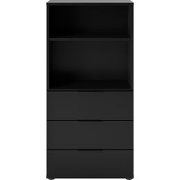Kommode FMD "Dark", schwarz, B:49,7cm H:102,8cm T:31,5cm, Sideboards, Kommode, mit 3 Schubladen, verstellbare Einlegeb&ouml;den, Breite ca. 50 cm