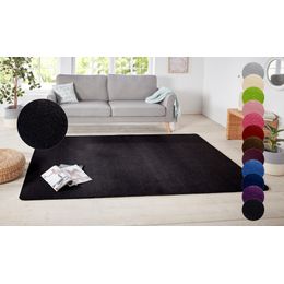 Teppich Hanse Home "Shashi" Gr. 3, schwarz, B:140cm H:8,5mm L:200cm, Kunstfaser, Teppiche, Teppich, Kurzflor, Unifarben, L&auml;ufer, weich, Esszimmer, Kinderzimmer, Flur