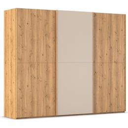 Schwebet&uuml;renschrank Rauch "Kleiderschrank Schrank Garderobe Schlafzimmerschrank SCALE-WOOD", braun (asteiche massiv, glas champagner matt), B:271cm H:223cm T:68cm, Holz teilmassiv, Schr&auml;nke, Schwebet&uuml;renschrank, edle geteilte Front in massiver Asteiche mit Glast&uuml;ren MADE IN GERMANY