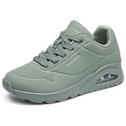 Sneaker Skechers "Street Uno - Stand on Air", Damen, Gr. 36, sage, Lederimitat, Schuhe Sneaker, Freizeitschuh, Halbschuh, Schn&uuml;rschuh mit Memory Foam, Topseller