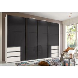Schwebet&uuml;renschrank wimex "Level by fresh to go", wei&szlig; (wei&szlig;, grauglas), B:350cm H:216cm, Schr&auml;nke, Schwebet&uuml;renschrank, mit Glast&uuml;ren und Synchron&ouml;ffnung