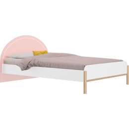Jugendbett GAMI "Einzelbett, Kinderbett, mit LED-Beleuchtung am Kopfteil, 90x200 cm", rosa (rosafarben, eiche hell), B:102cm H:83cm L:207cm, Betten, Jugendbett, Elegantes Design f&uuml;r eine sanfte und feminine Atmosph&auml;re.