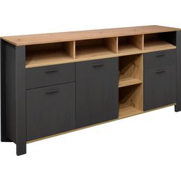 M&auml;usbacher Sideboard M&Auml;USBACHER "Nele", schwarz (anthrazit matt lack, asteiche), B:193cm H:92cm T:44cm, Sideboards, Sideboard, Breite 193 cm