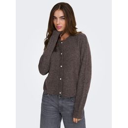 Jacqueline de Yong Strickjacke JDY "JDYLUMI LIFE L/S BUTTON CARDIGA KNT NOOS", Damen, Gr. XS, bracken detail:melange, Strick, Obermaterial: 52% Polyester, 41% Polyacryl, 4% Wolle, 3% Elasthan, meliert, regular fit normal, Rundhals, Strickjacken Strickjacke