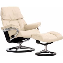 Relaxsessel stressless "Ruby", beige (cream batick), B:88cm H:101cm T:78cm, Leder BATICK: durchgef&auml;rbtes und genarbtes M&ouml;belleder;Leder PALOMA: durchgef&auml;rbtes Semianilin-M&ouml;belleder, Sessel, Relaxsessel, mit Signature Base, Gr&ouml;&szlig;e L, Gestell Eiche, Wenge, Braun & Schwarz