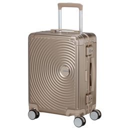 Hartschalen-Trolley American Tourister "SOUNDBOX ALU, verschiedene Gr&ouml;&szlig;en und Farben", Damen, Gr. B/H/T: 40cm x 55cm x 23cm 39 l, braun (bronze), Aluminium, Koffer Hartschalen-Trolley, Hartschalen-Koffer zwei TSA-Schl&ouml;sser Aluminium-Koffer