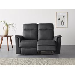 2-Sitzer Home Affaire "Southbrook", schwarz, B:144cm H:99cm T:92cm, Echtleder 100% Echtleder;Kunstleder 100% Polyurethan, Sofas, 2-Sitzer, mit manueller und elektrischer Relaxfunktion