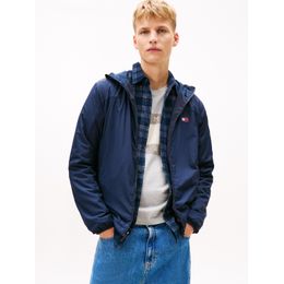Collegejacke Tommy Jeans "TJM FLEECE CHICAGO", Herren, Gr. L, schwarz night navy, Web, Obermaterial: 100% Polyamid, normal, elastischer Bund, Jacken Collegejacke