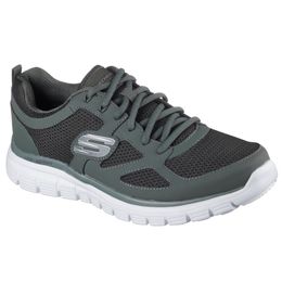 Sneaker Skechers "BURNS-AGOURA", Herren, Gr. 45, oliv, Leder, Textil, kontrastfarbene Details, Schuhe Sneaker, Schn&uuml;rschuh, Sportschuh mit Memory Foam