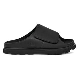 UGG Australia Pantolette UGG "SOLANO SLIDE", Herren, Gr. 12 (45), schwarz, Nubukleder, unifarben, Schuhe Pantolette, Pool Slides, Flats mit vorgeformtem Fu&szlig;bett