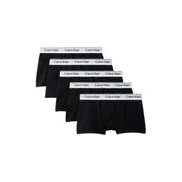 Trunk "5PK TRUNK", Jungen, Gr. 128/134, 5 Stk., blk, blk, blk, blk, blk, Jersey, Obermaterial: 95% Baumwolle, 5% Elasthan, Calvin Klein Underwear, unifarben, k&ouml;rpernah, Unterhosen Trunk, mit Logobund