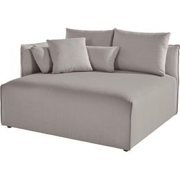 Ottomane OTTO HOME "N&ouml;re", grau (hellgrau), B:138cm H:86cm T:128cm, 60% Baumwolle/40% Leinen, Sofas, Ottomane, kurzes Lounge-Modul - zum Zusammenstellen, Breite 138 cm, Tiefe 128 cm