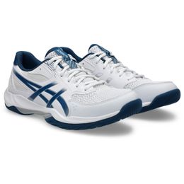 Hallenschuh asics "GEL-ROCKET 12", Damen, Gr. 49, wei&szlig; (wei&szlig;, mako blau), Synthetik, Schuhe Hallenschuh, besonders geeignet f&uuml;r Handball und Volleyball