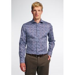 Langarmhemd Eterna "SLIM FIT", Herren, Gr. 41, Normalgr&ouml;&szlig;en, blau, Satin, 100% Baumwolle, schmal, Manschette, Hemden Langarmhemd, NON IRON (b&uuml;gelfrei)