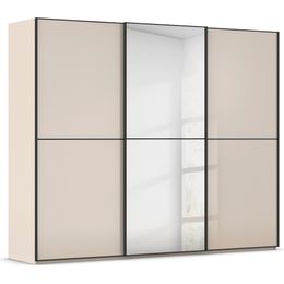 Schwebet&uuml;renschrank Rauch "Kleiderschrank Schrank Garderobe Schlafzimmerschrank SCALE-DUO", beige (champagner, glas champagner, griffleisten schwarz), B:271cm H:223cm T:68cm, Holzwerkstoff, Schr&auml;nke, Schwebet&uuml;renschrank, edle zweigeteilte T&uuml;ren Spiegel/Glas-Mix 3 Zierleisten MADE IN GERMANY