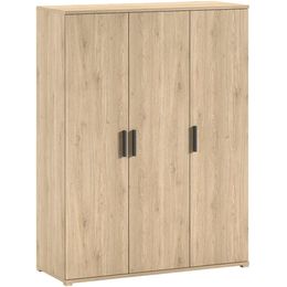 Kleiderschrank Vipack "SAM mit 3 Dreht&uuml;ren, 1 Kleiderstange, 7 F&auml;cher, universell einsetzbar", eiche dekor, B:150,5cm H:199,2cm T:59cm, Holzwerkstoff, Schr&auml;nke, Kleiderschrank, Pflegeleichte Oberfl&auml;che in Eiche Dekor