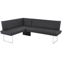 K+w Komfort & Wohnen Eckbank K+W KOMFORT & WOHNEN, schwarz (nero), H:86cm T:60cm, Sitzb&auml;nke, Eckbank, mit Sattlernaht und schmaler Kufe, langer Schenkel rechts oder links