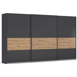 Schwebet&uuml;renschrank Rauch "Schwebet&uuml;renschrank Kleiderschrank Schrank Garderobe CORTONA", grau (graumetallic, eiche artisan), B:360cm H:210cm T:62cm, Holzwerkstoff, Schr&auml;nke, Schwebet&uuml;renschrank, inkl. Inneneinteilung, 2 Stoffboxen und zus&auml;tzlichen Einlegeb&ouml;den