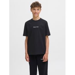 Jack & Jones T-Shirt JACK & JONES JUNIOR "JORNORREBRO EMB TEE SS CN NOOS JNR", Jungen, Gr. 152, schwarz, Single Jersey, Obermaterial: 100% Baumwolle, bedruckt, relaxed fit normal, Rundhals, Shirts T-Shirt, Baumwolle, relaxed fit, Kurzarm