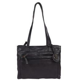 Shopper Harbour 2nd "Zea", Damen, Gr. B/H/T: 26,5cm x 22cm x 10cm, grau (ash), Rindsleder, Taschen Shopper, Damen Henkeltasche, Schultertasche, Handtasche mit Logodruck