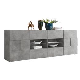 Sideboard Home Affaire "Dama Breite 241, Kommode 2 T&uuml;ren u. 4 Schubk&auml;sten, Anrichte", grau (beton, optik), B:241cm H:84cm T:42cm, Sideboards, Sideboard, Front in 3D-Optik, viel Stauraum, verschiedene Farben