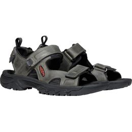 Sandale Keen "TARGHEE III OPEN TOE SANDAL", Herren, Gr. 45, grau (dunkelgrau), Leder, Textil, Schuhe Sandale, mit Klettverschluss