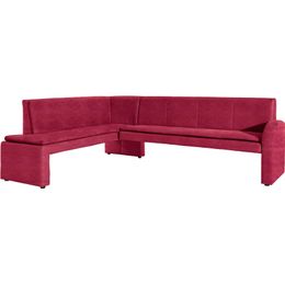 Eckbank exxpo - SOFA FASHION "Cortado, elegant und modern mit hohem Sitzkomfort", rot, B:197cm H:89cm T:264cm, Strukturstoff (88%Polyester, 12% Nylon) mit Absatz Luxuskunstleder;Luxus-Microfaser (Zusammensetzung: 10% Baumwolle, 90% Polyester), Sitzb&auml;nke, Eckbank, hohe Bodenfreiheit, sch&ouml;ne Detailverarbeitung, wahlweise Lederbezug