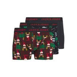 Jack & Jones Trunk JACK & JONES "JACRUDOLPH TRUNKS 3 PACK", Herren, Gr. M, 3 Stk., schwarz navy pack:schwarz navy, schwarz navy, Jersey, Obermaterial: 95% Baumwolle, 5% Elasthan, gemustert, bequem, Unterhosen Trunk