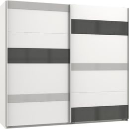 Schwebet&uuml;renschrank wimex "Monaco", wei&szlig; (wei&szlig;, absetzung glas grau und glas light grau), B:225cm H:208cm T:65cm, Holzwerkstoff, Schr&auml;nke, Schwebet&uuml;renschrank, mit Glaselementen